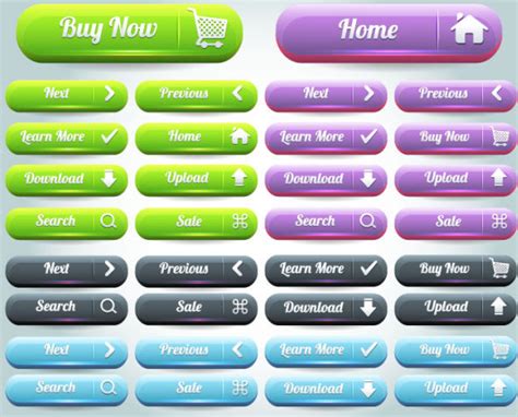 Free Vector Website Pushbutton Set Vectors Graphic Art Designs In