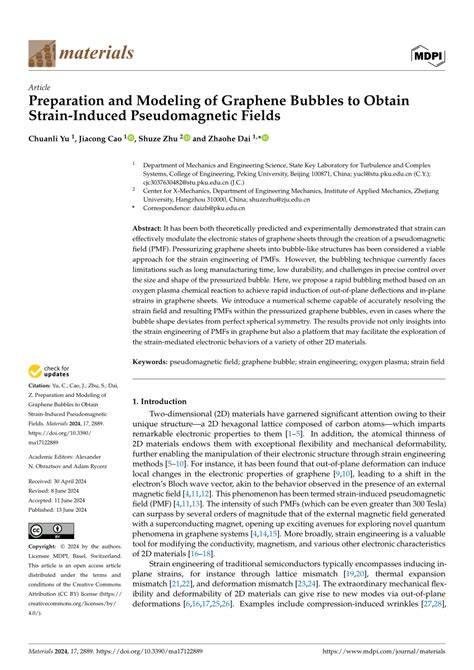 Pdf Preparation And Modeling Of Graphene Bubbles To Obtain Strain Induced Pseudomagnetic Fields