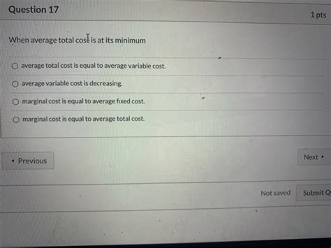 Solved Question Pts When Average Total Cost Is At Its Chegg