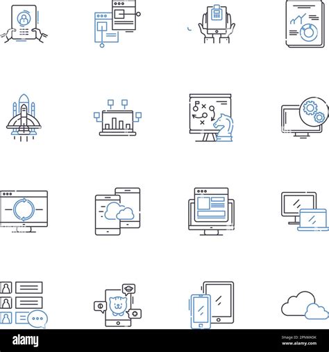 Robotics Engineering Line Icons Collection Automation Coding Circuitry Control Design