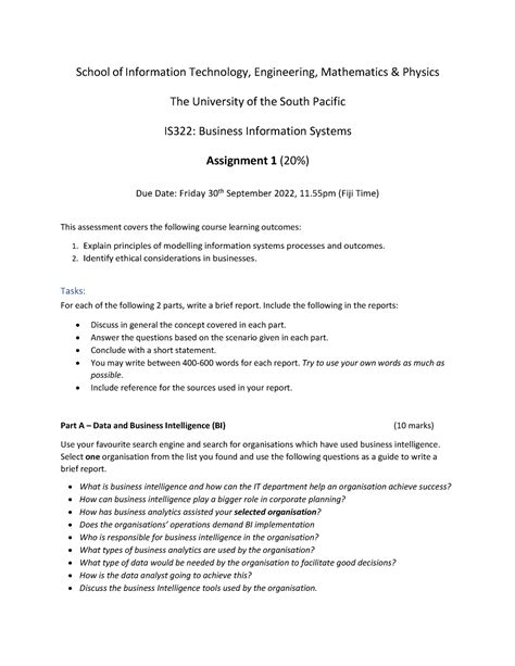 Is322 Assignment 1 Sem 2 2022 School Of Information Technology