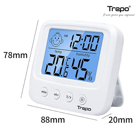 Метеорологична станция Trepo цифров влагомер за стаята осветен Lcd екран сензори за влажност