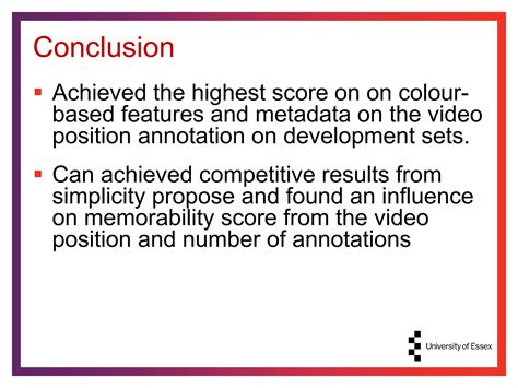 Essex Nlip At Mediaeval Predicting Media Memorability 2020 Task Pptx Video Software