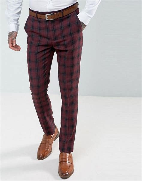 Harry Brown Skinny Fit Plaid Suit Pants Pantsuit Plaid Dress Pants Plaid Suit