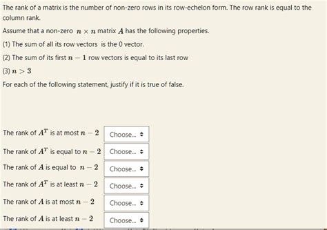 Solved The Rank Of A Matrix Is The Number Of Non Zero Rows In Its Row Echelon Form The Row