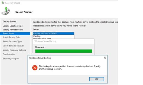 windows server backup won t restore windows server 2016