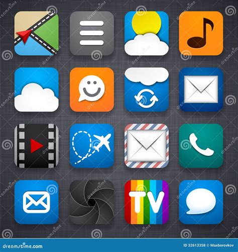 Set Of App Icons Stock Vector Illustration Of Flax 32613358