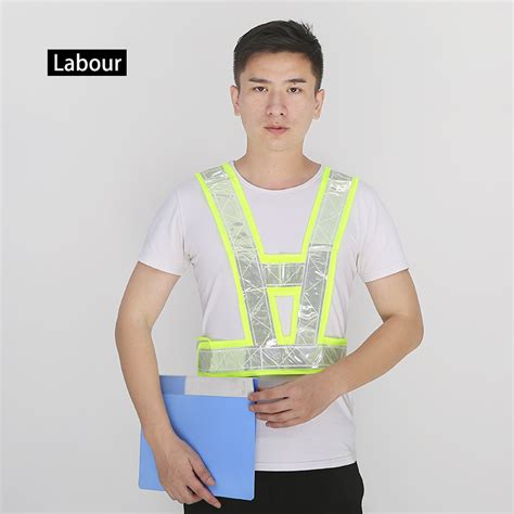 透气软布v型反光背心夜骑行反光安全服施工环卫建筑防护反光马甲虎窝淘