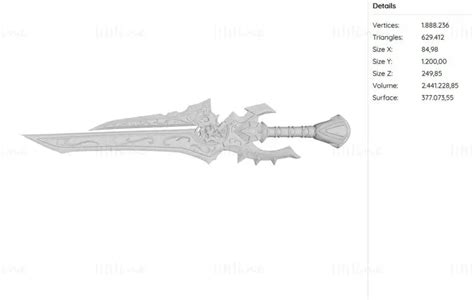 Anduin Wrynn Wow Sword 3d Printing Model Stl