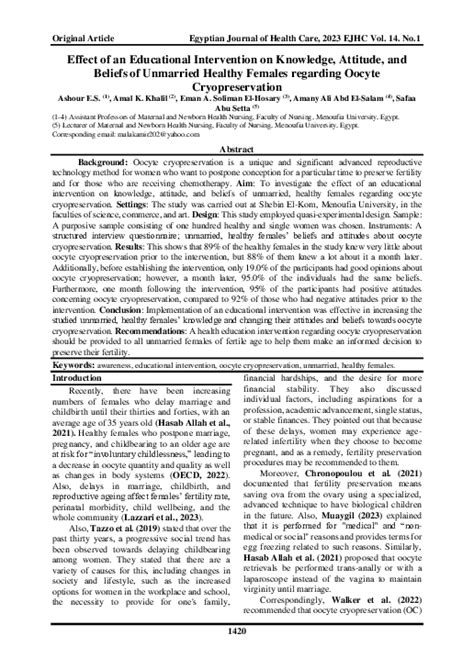 Pdf Effect Of An Educational Intervention On Knowledge Attitude And Beliefs Of Unmarried