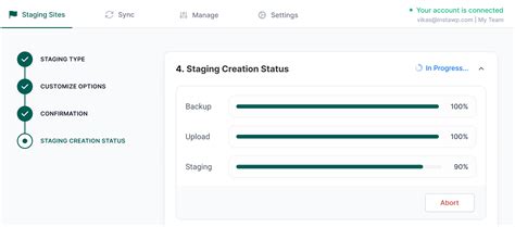 Create Wordpress Staging Sites Instawp