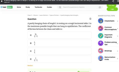 Ciass Physics W Laws Of Motion W Types Of Friction W A Partly Hanging