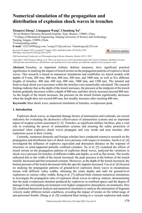 Pdf Numerical Simulation Of The Propagation And Distribution Of Explosion Shock Waves In Trenches
