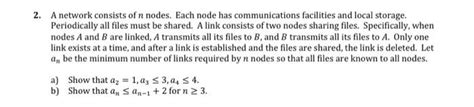 Solved A Network Consists Of N Nodes Each Node Has Chegg