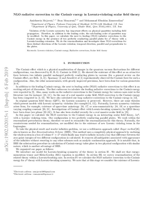 Nlo Radiative Correction To The Casimir Energy In Lorentz Violating