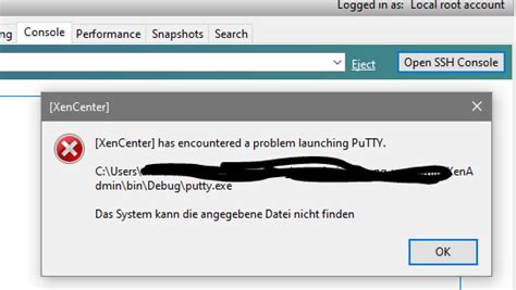 Xcp Ng Center 8 Unable To Launch Putty · Issue 165 · Xcp Ngxenadmin