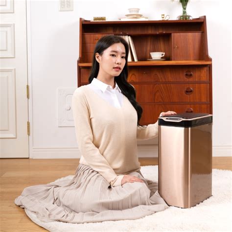 [제스파] 제로터치 자동 센서 휴지통 20l 전동 스테인레스 쓰레기통 Zpl1024 티몬
