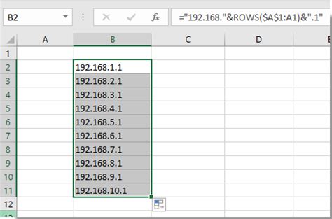 How To Fill Down IP Address With Increment In Excel