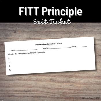 PE Exit Ticket FITT Principle By Sarah Casey PE TpT