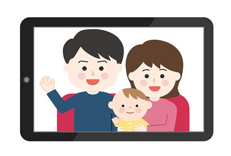 집에서 부모와 자녀태블릿 또는 스마트 폰에서 온라인 회의를 갖는 가공의 인물에 대한 스톡 벡터 아트 및 기타 이미지 가공의 인물 가족 귀여운 Istock