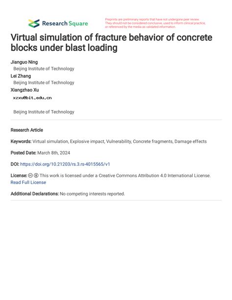 Pdf Virtual Simulation Of Fracture Behavior Of Concrete Blocks Under Blast Loading
