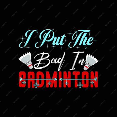 배드민턴 티셔츠 디자인 배드민턴 타이포그래피 벡터 일러스트레이션 프리미엄 벡터