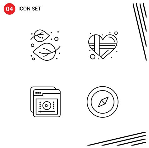 Group Of 4 Modern Filledline Flat Colors Set For Autumn Tutorials