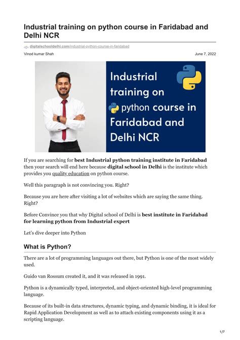 Ppt Industrial Training On Python Course In