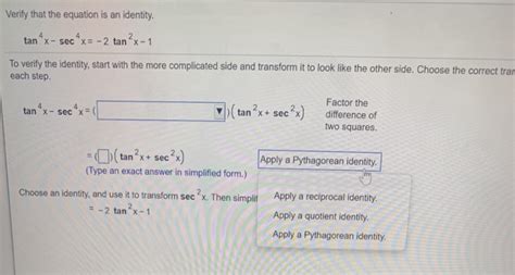 Solved Verify That The Equation Is An Identity Tan 4x