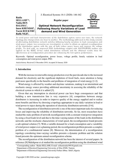 Pdf Optimal Network Reconfiguration Following Hourly Variations Of Load Demand And Wind Generation