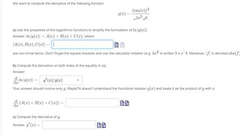 Solved We Want To Compute The Derivative Of The Following Chegg Com
