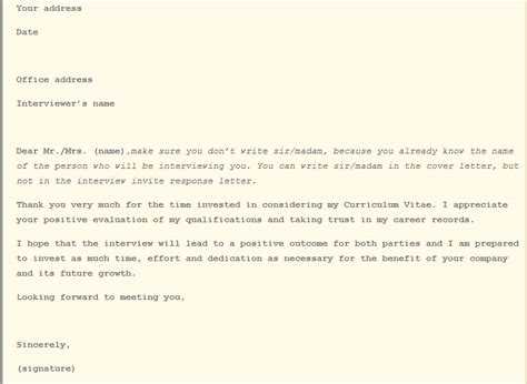 Interview Invite Response Letter Template Resume Writing Service