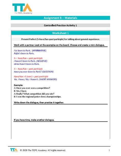 Assignment B Step1 Model 3a Materials Cont Practice Model Answer