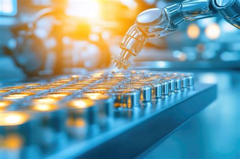 Automated Robotic Arm Sorting Metallic Components In High Tech Factory