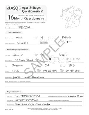 Asq 16 Months Questionnaire Fill And Sign Printable Template Online