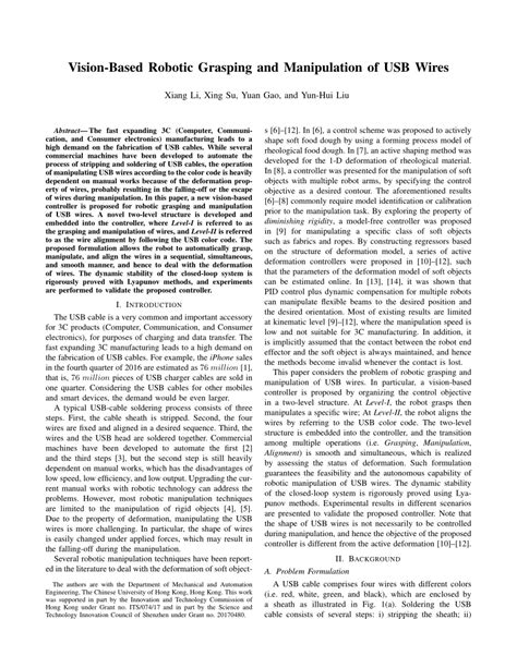 Pdf Vision Based Robotic Grasping And Manipulation Of Usb Wires