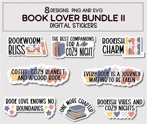 Printable Stickers For Book Lovers Svg And Png Ready To Print And Cut