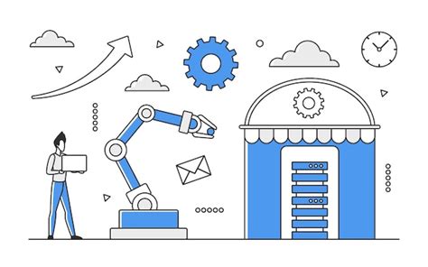 로봇 프로세스 자동화 자동화된 기계 인공 지능 벡터 단색 그림 프리미엄 벡터