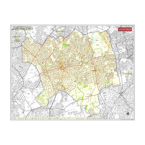 London Sutton Borough Map Stanfords Print On Demand Stanfords