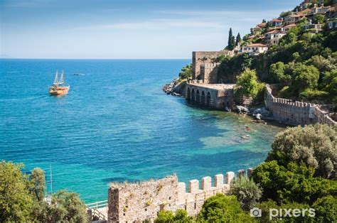 Transparant Gordijn Zee Strand In Alanya Turkije Pixersnl