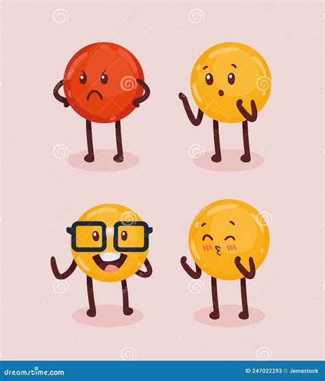 Emojis Characters Emoticon Set Vector Emoji Emoticon Yellow Round