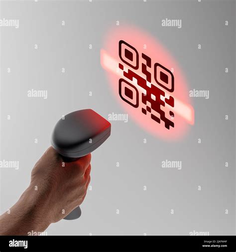 Scanning Qr Code With A Scanner 3d Render Isolated On White Stock