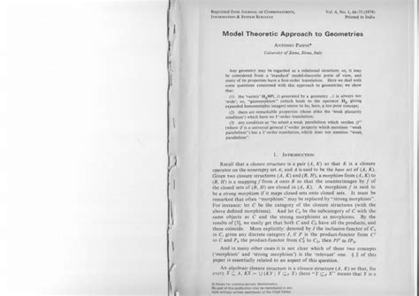 Pdf Model Theoretic Approach To Geometries