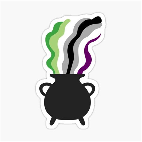 Aromantic Asexual Pride Cauldron Green And Purple Flag Sticker For