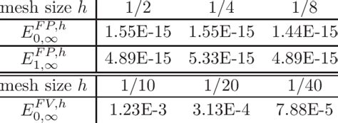 example 4 1 l ∞ errors of different methods for different meshes