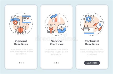 Itil Management Practices Onboarding Mobile App Screen Stock Illustration Illustration Of Itsm