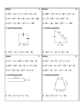Adding And Subtracting Polynomials Partner Match By Margaret Autry