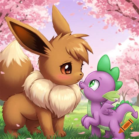 Eevee Pokémon Kissing Spike Mlp On Craiyon