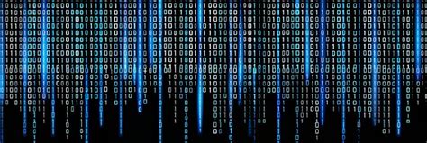 Binary Code Data Stream On Digital Interface With Glowing Pixelated