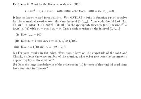 Solved Problem 2 Consider The Linear Second Order Ode X